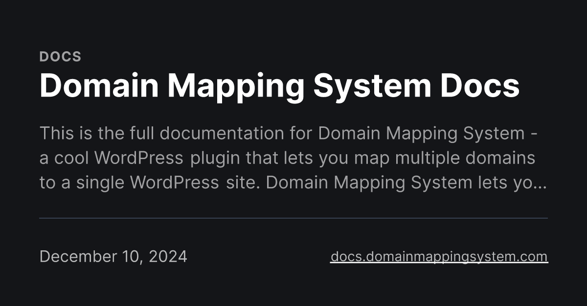 Domain Mapping System Docs