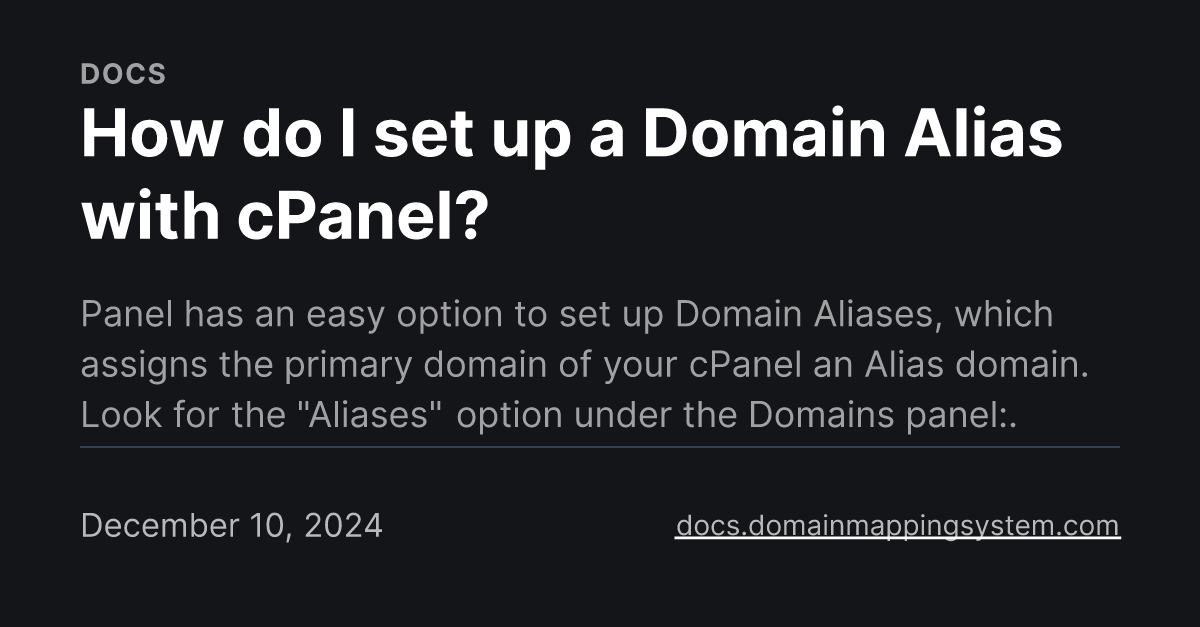 How do I set up a Domain Alias with cPanel?