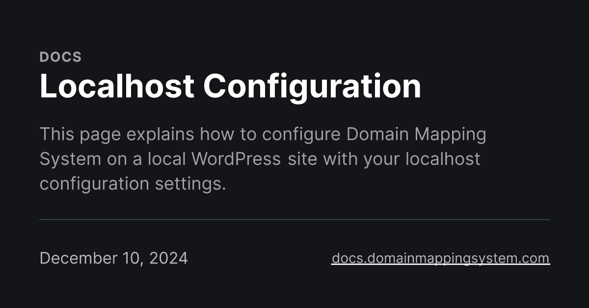 Localhost Configuration