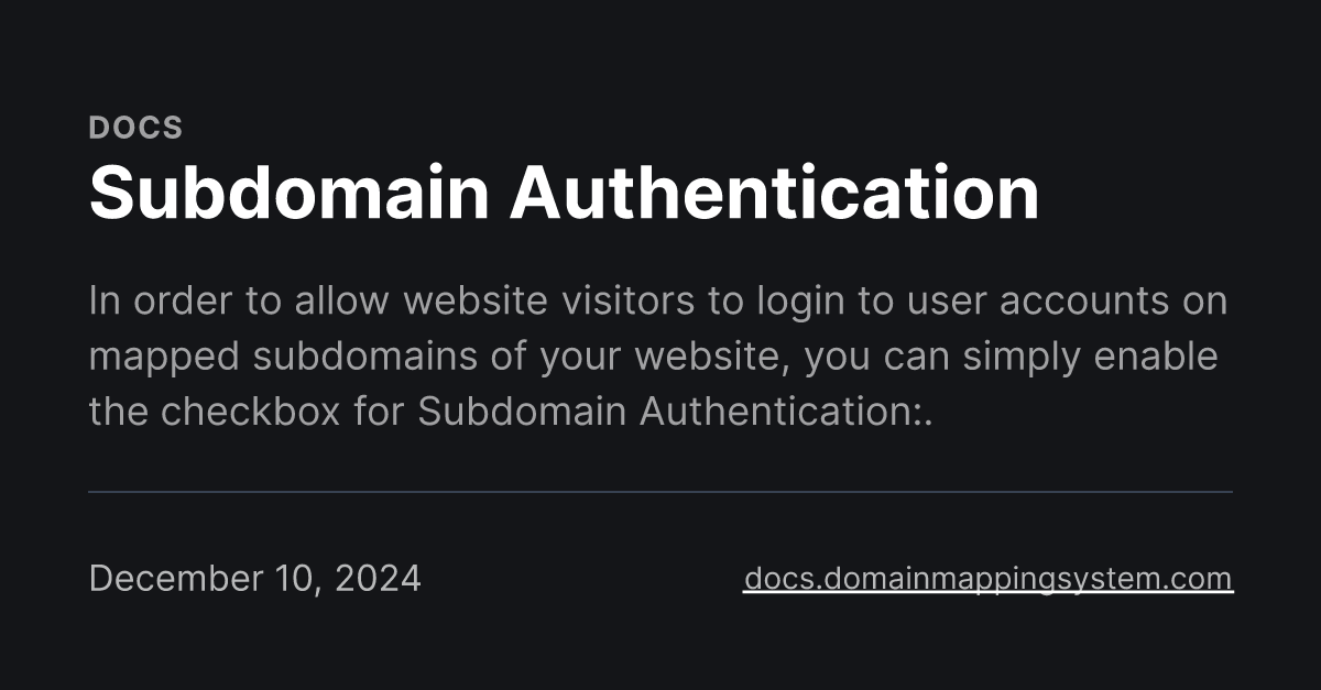 Subdomain Authentication
