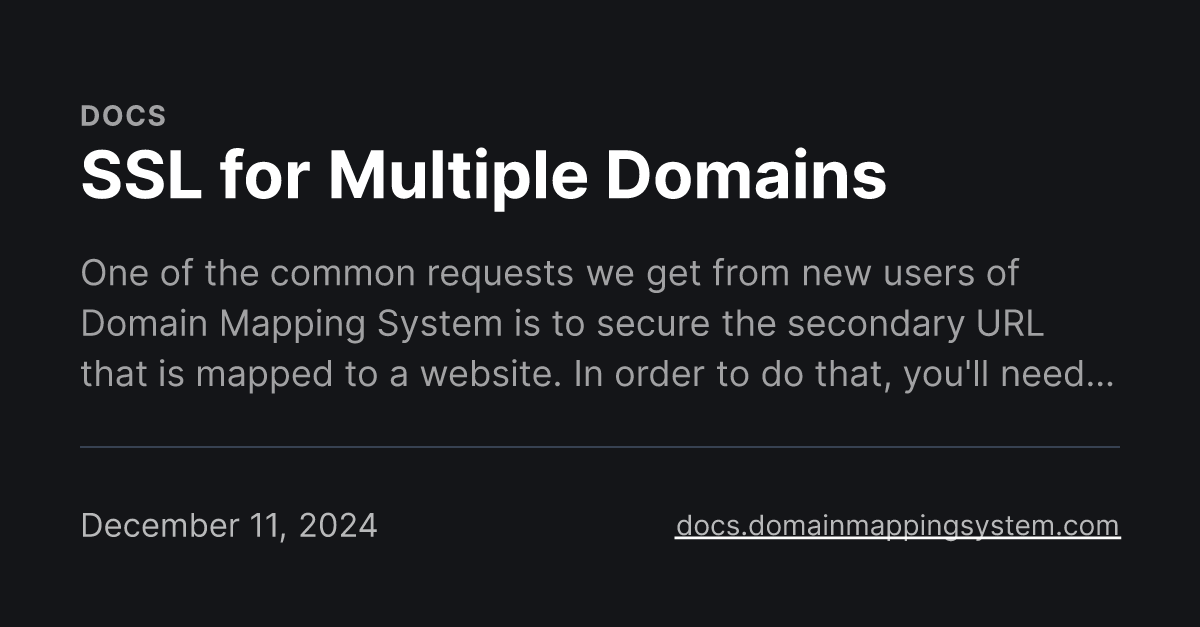 SSL for Multiple Domains