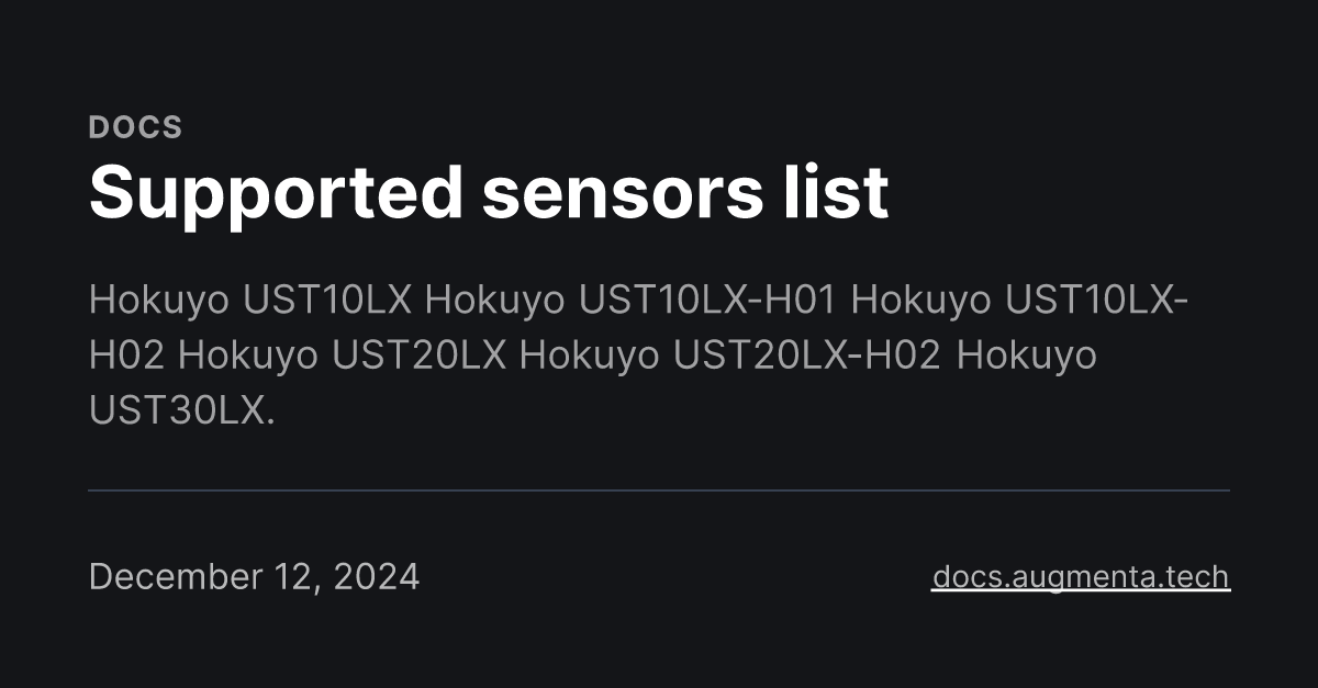Supported sensors list