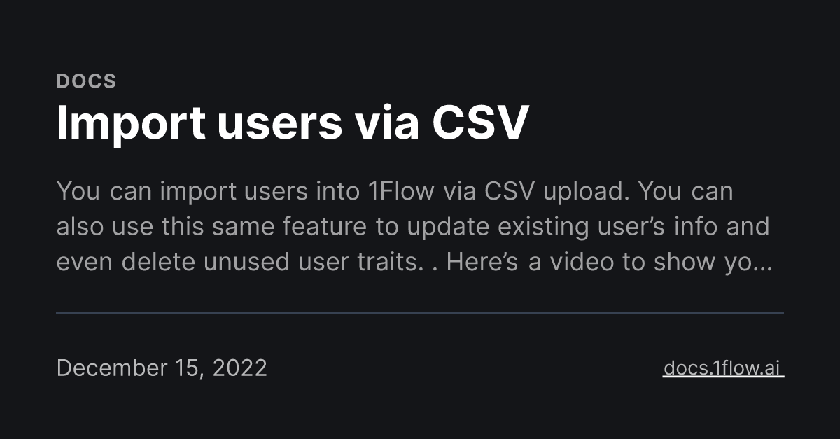 Import users via CSV Import users via CSV
