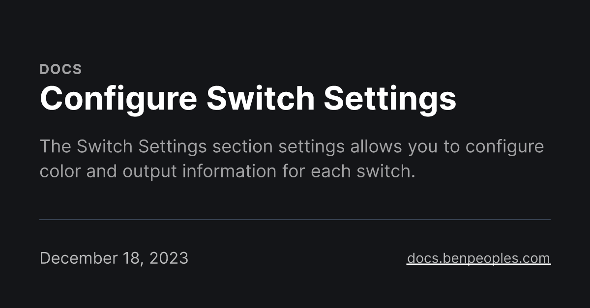 Configure Switch Settings