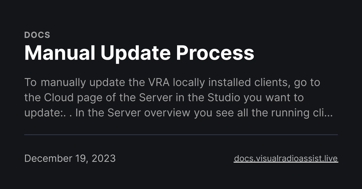 Manual Update Process
