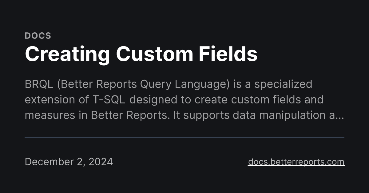 Creating Custom Fields