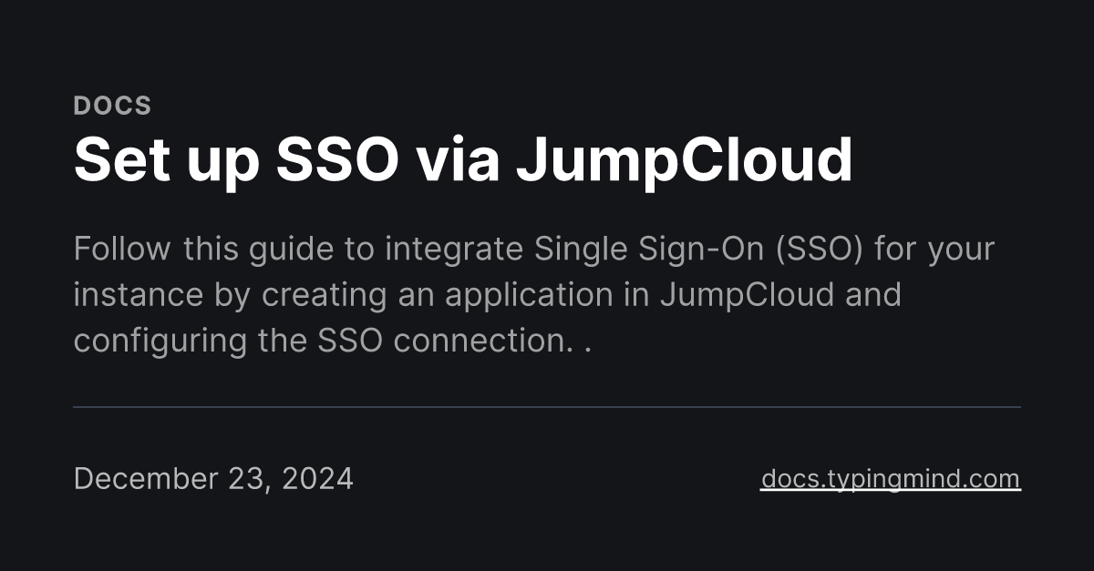 Set up SSO via JumpCloud