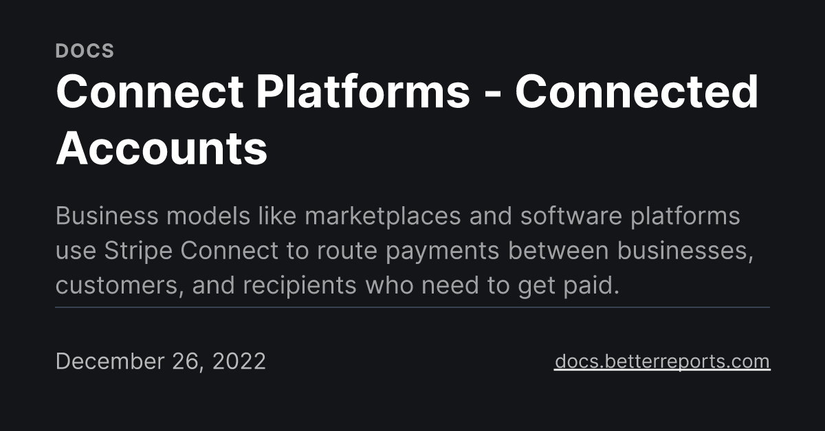 Connect Platforms - Connected Accounts