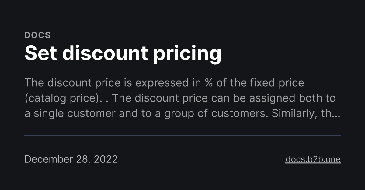 Set discount pricing