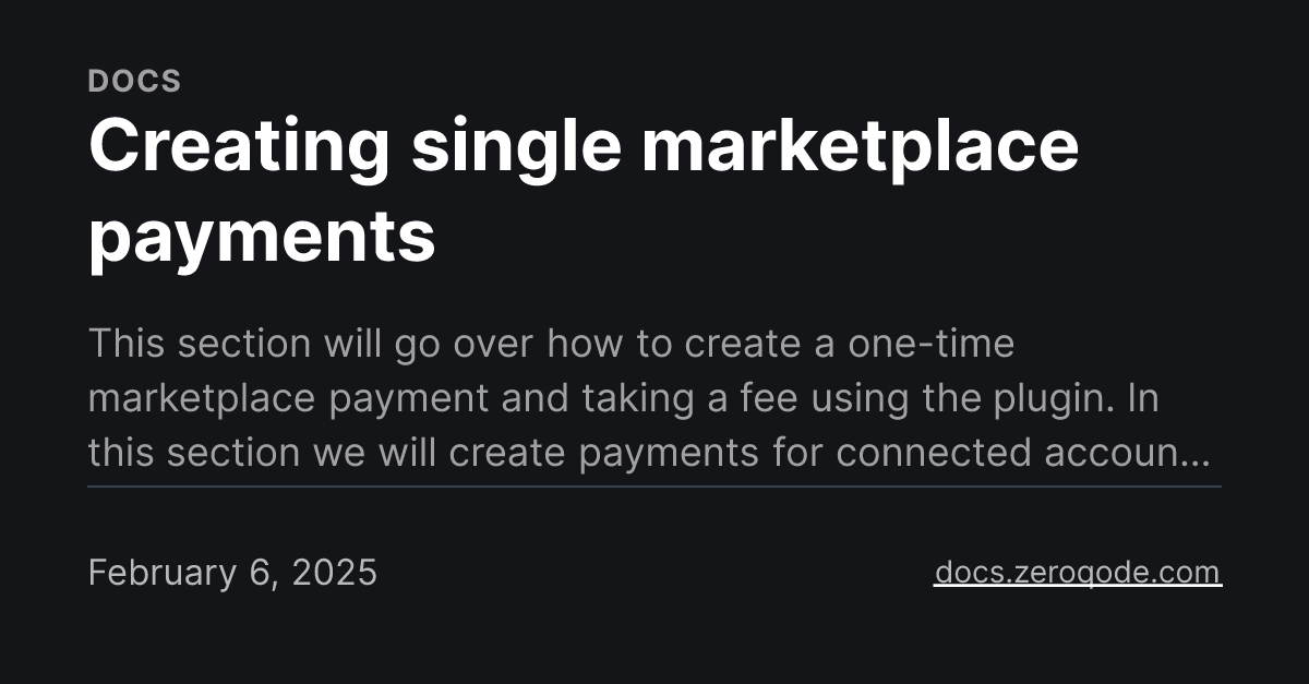 Creating single marketplace payments