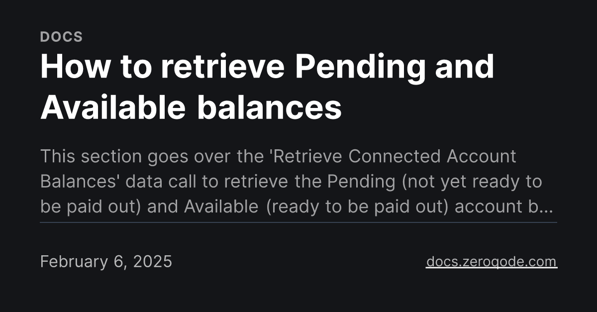 How to retrieve Pending and Available balances