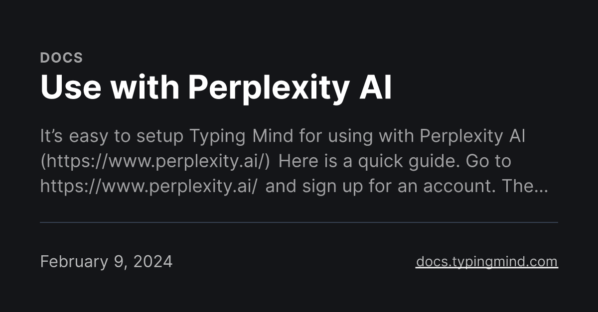 Use with Perplexity AI