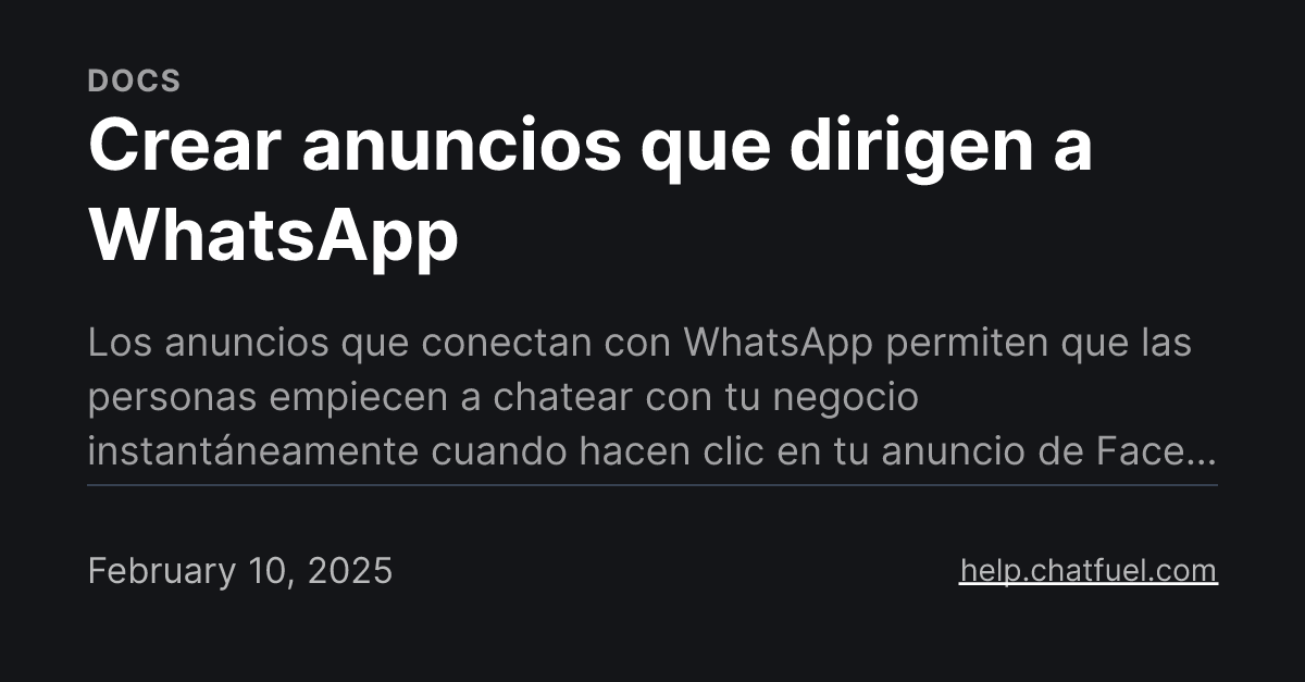 Crear anuncios que dirigen a WhatsApp