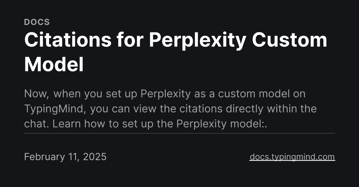 Citations for Perplexity Custom Model