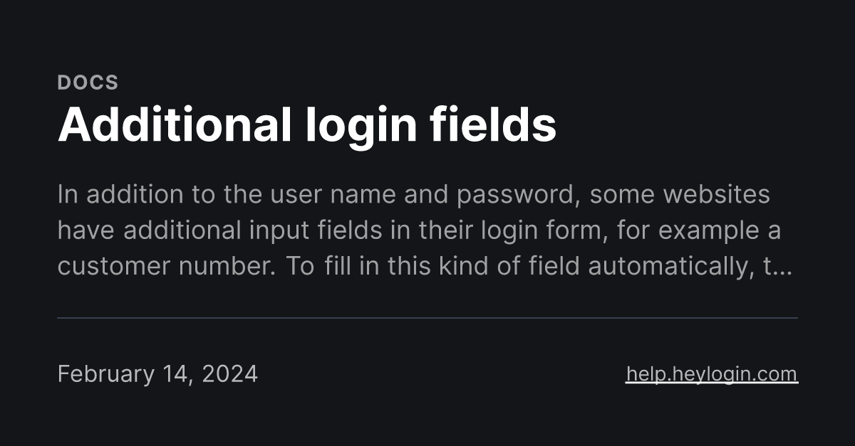 Additional login fields