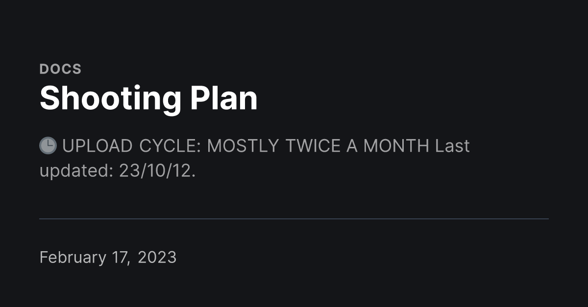 Shooting Plan
