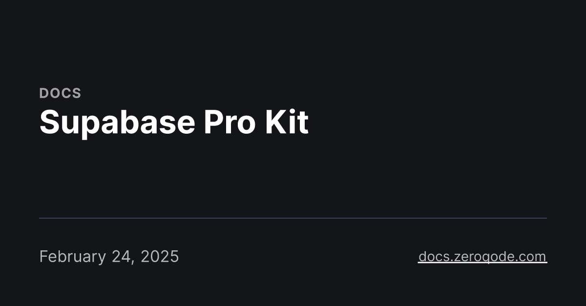 Supabase Pro Kit