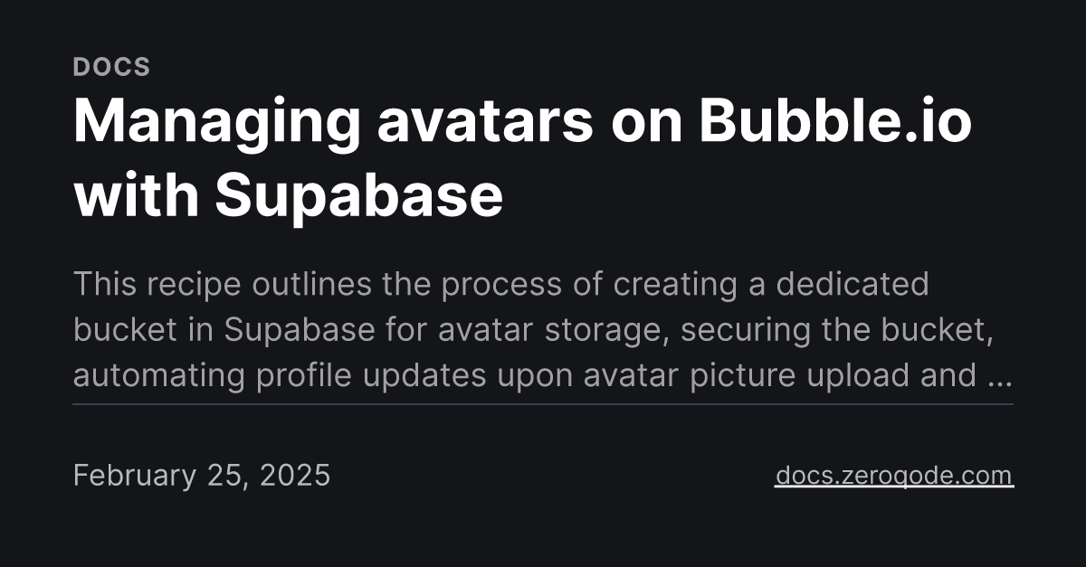 Managing avatars on Bubble.io with Supabase