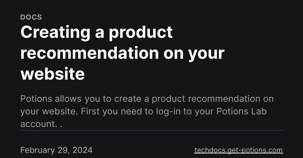 Creating a product recommendation on your website