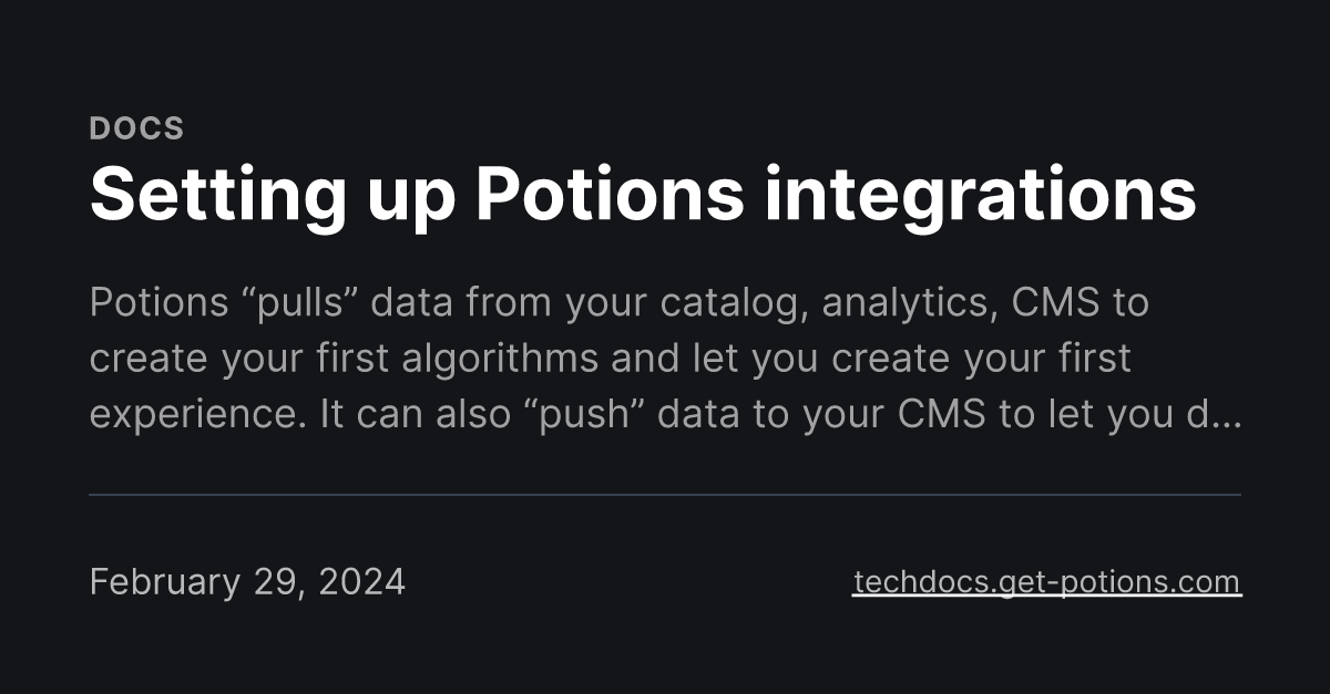 Setting up Potions integrations