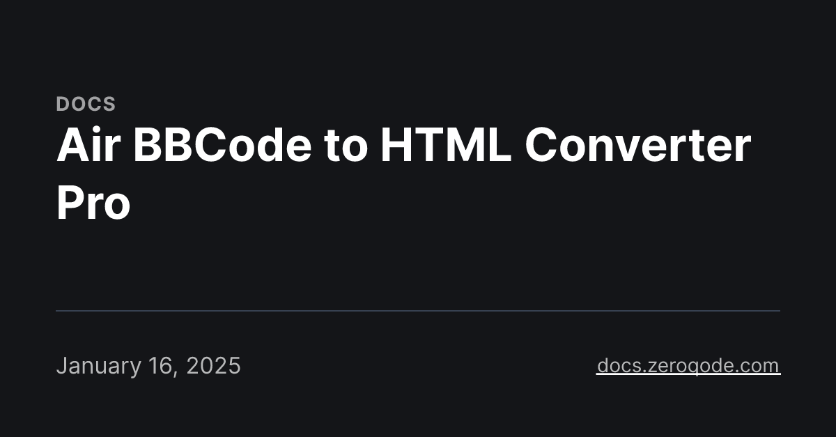 Air BBCode to HTML Converter Pro