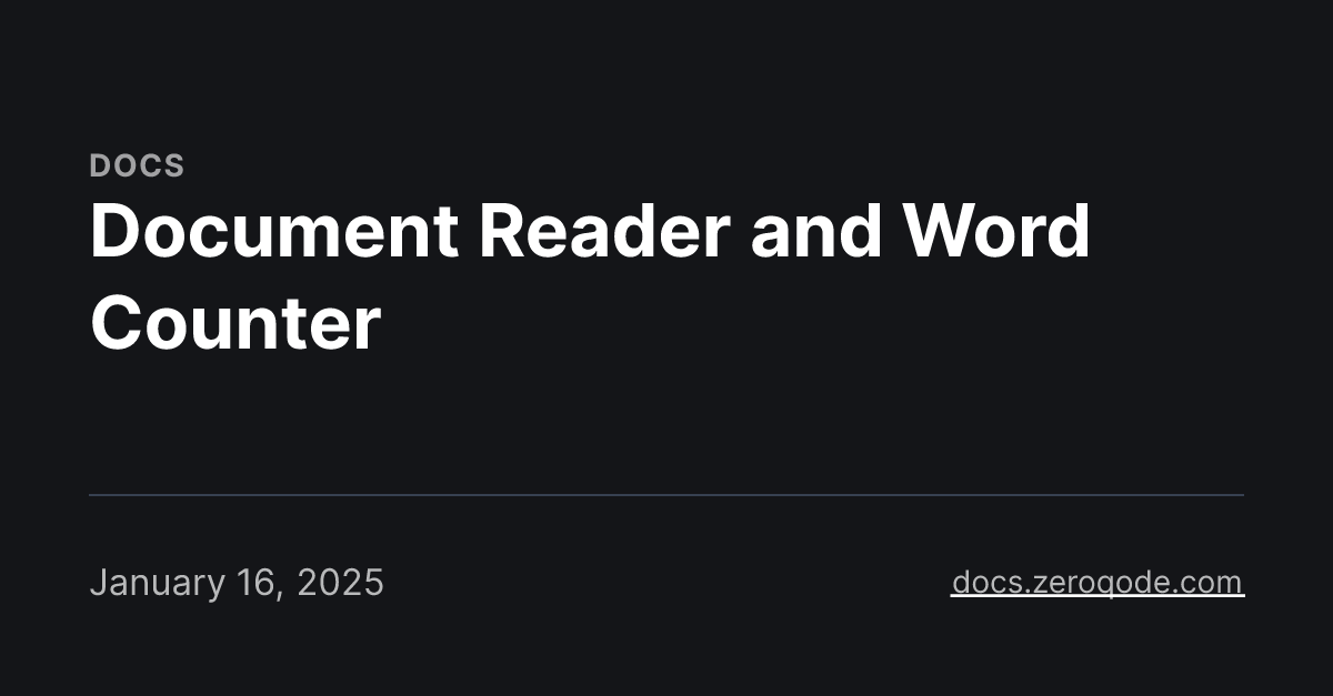 Document Reader and Word Counter