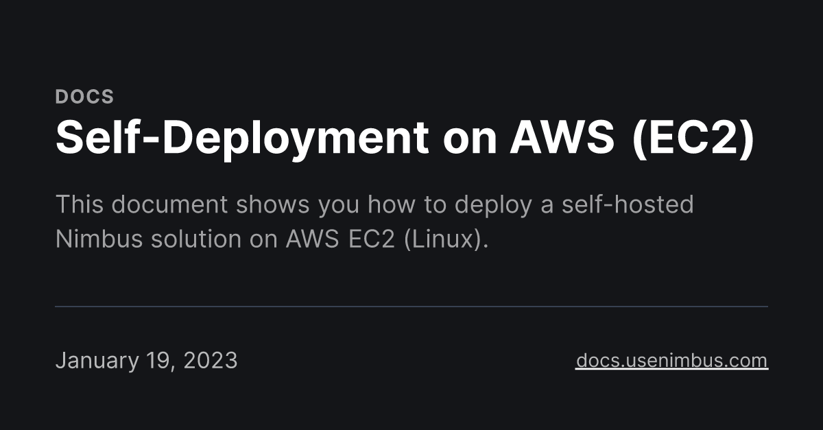 Self-Deployment on AWS (EC2)