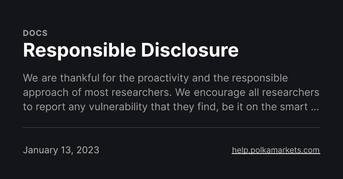 Responsible Disclosure
