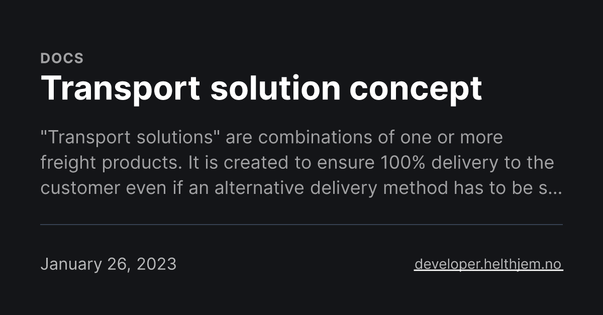 Transport solution concept