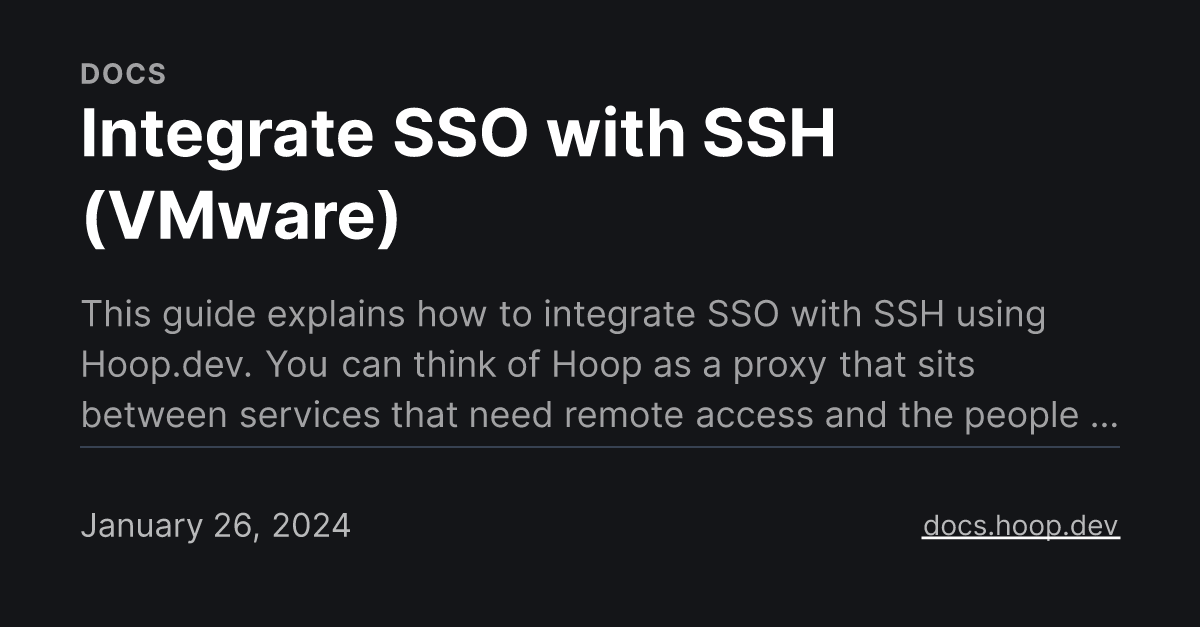 Integrate SSO with SSH (VMware)
