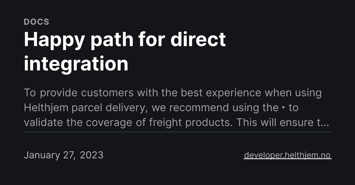 Happy path for direct integration
