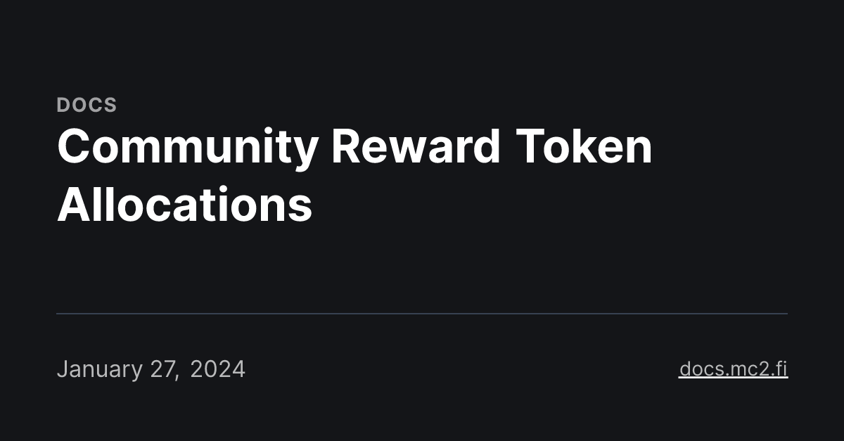Community Reward Token Allocations