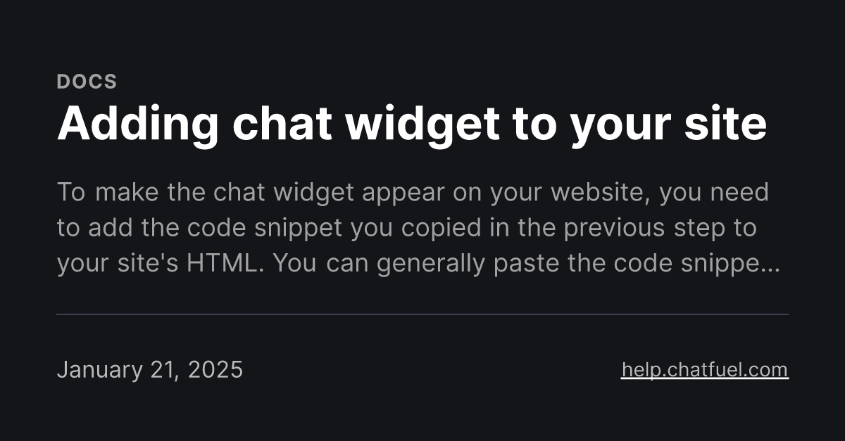 Adding chat widget to your site