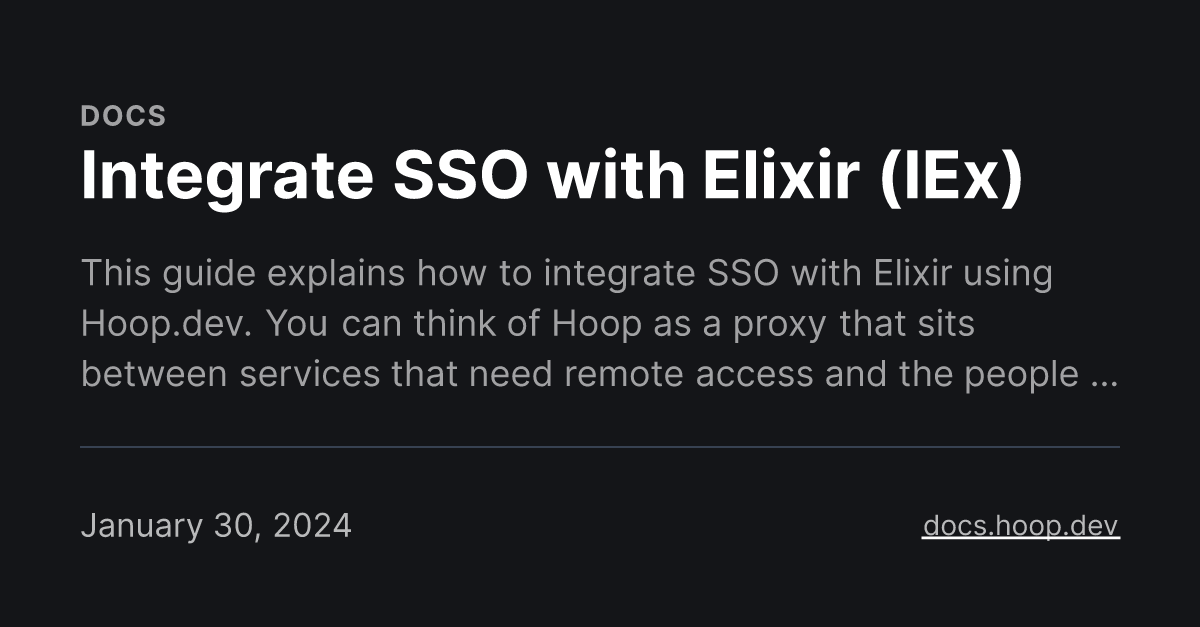 Integrate SSO with Elixir (IEx)
