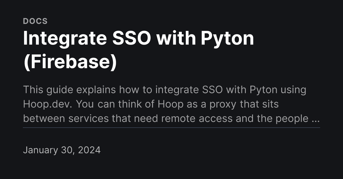 Integrate SSO with Pyton (Firebase)
