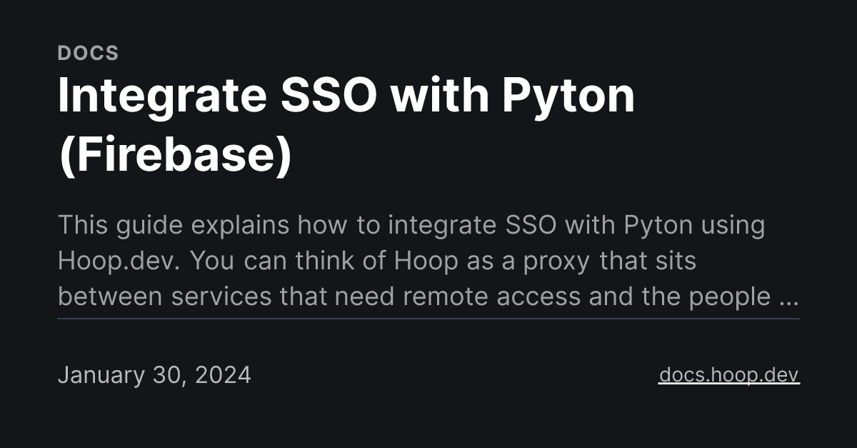 Integrate SSO with Pyton (Firebase)