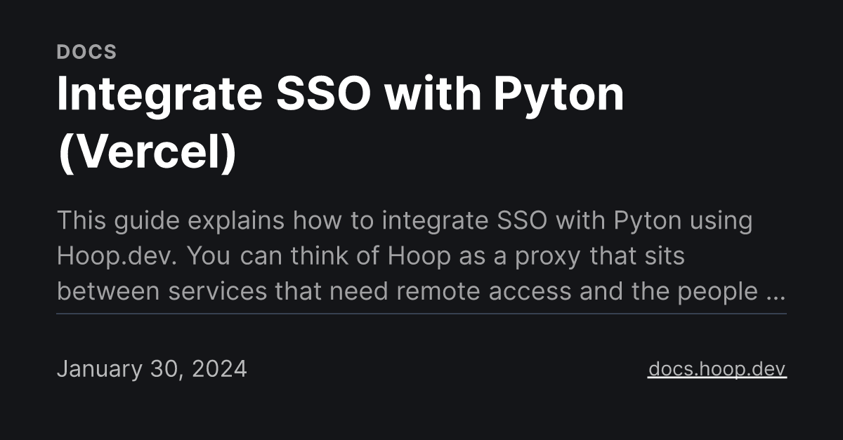 Integrate SSO with Pyton (Vercel)