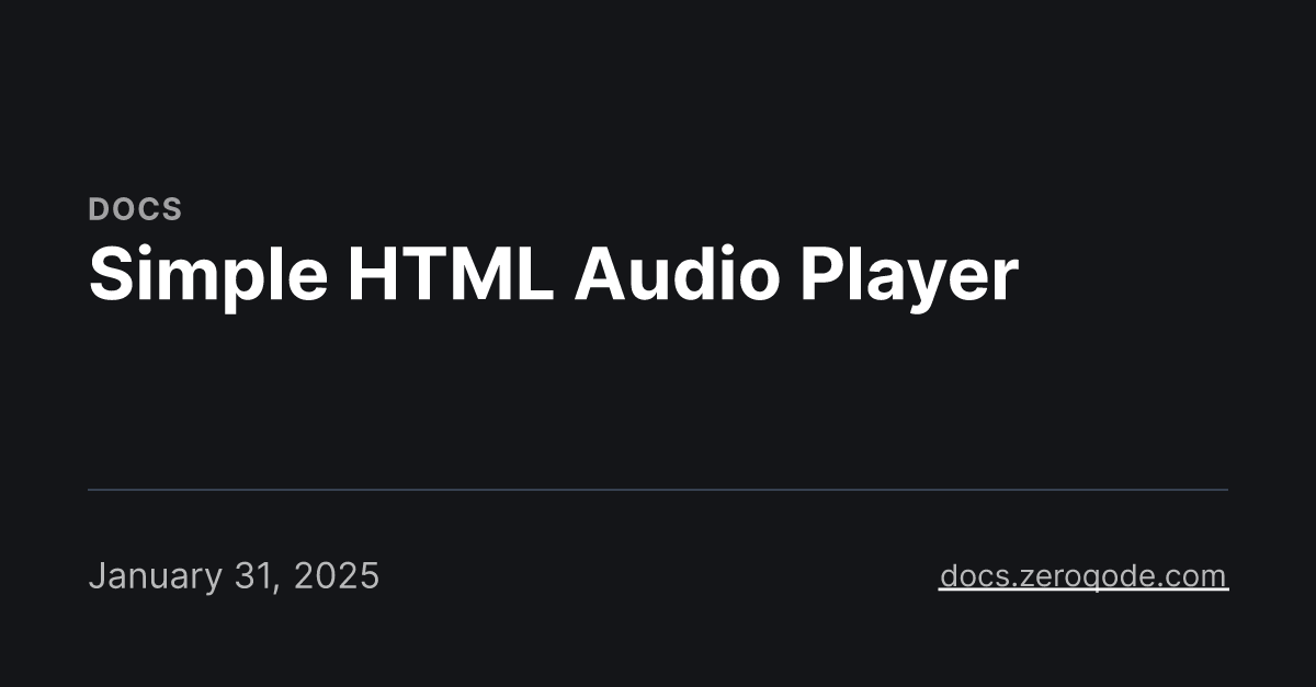 Simple HTML Audio Player