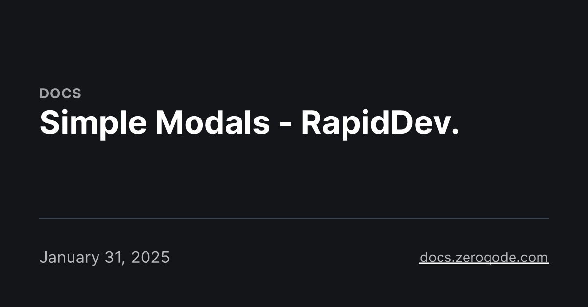 Simple Modals - RapidDev.