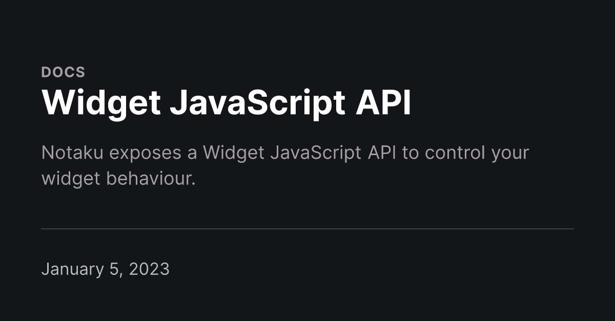 Widget JavaScript API