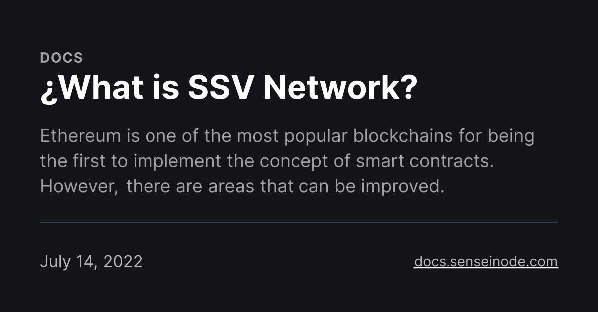 ¿What is SSV Network?