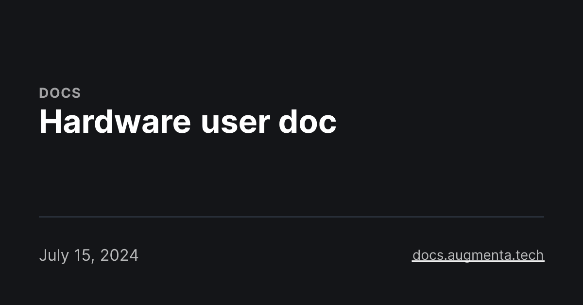 Hardware user doc