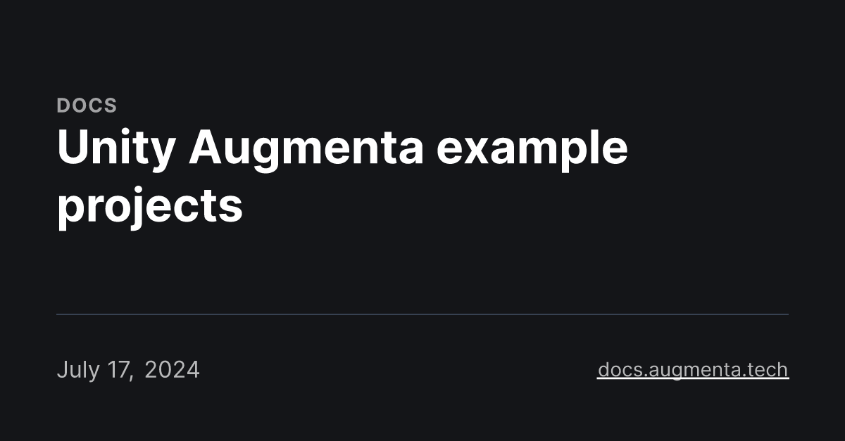 Unity Augmenta example projects