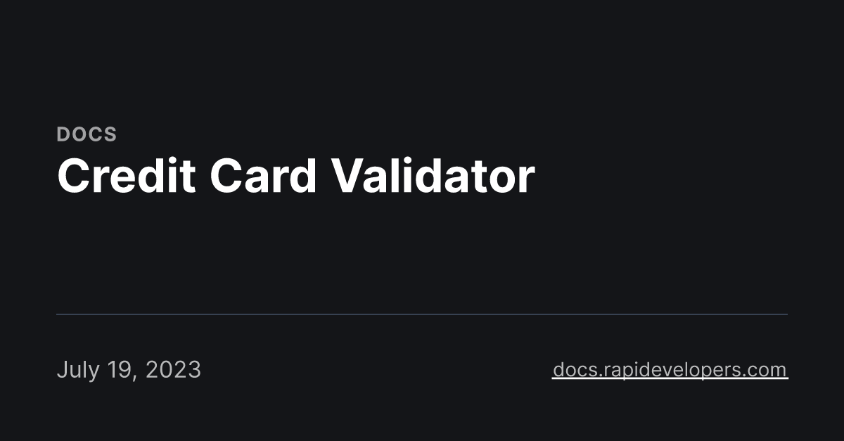 Credit Card Validator