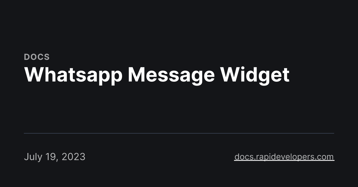 Whatsapp Message Widget