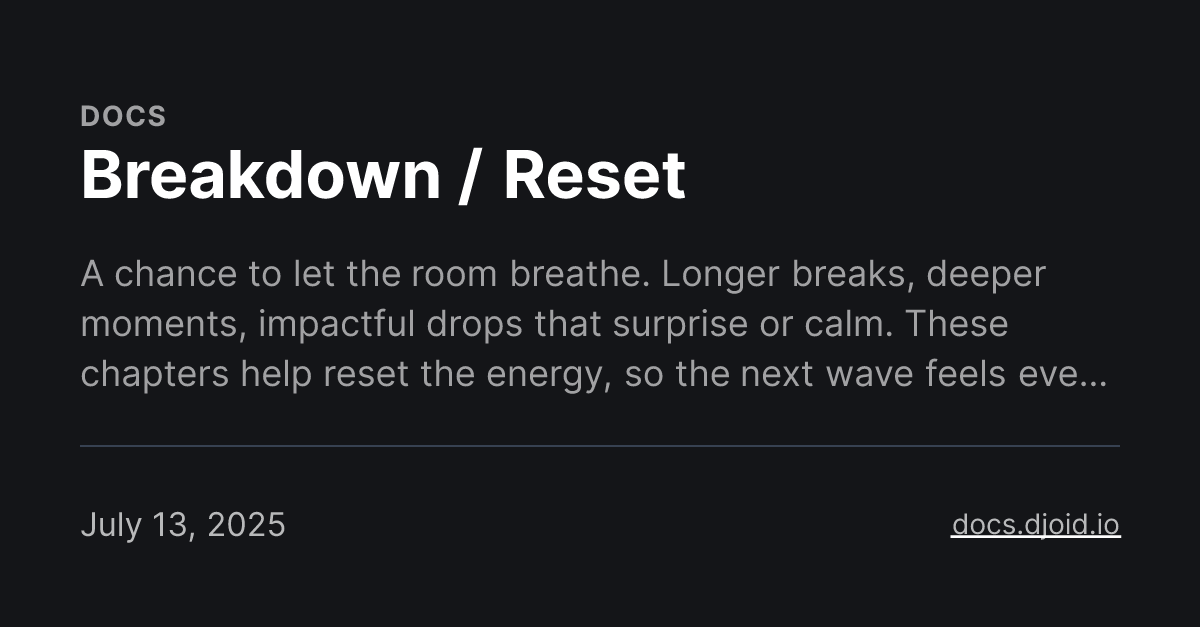 Breakdown / Reset