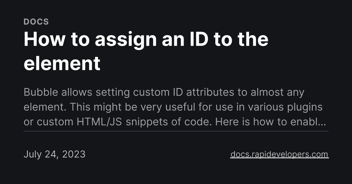 How to assign an ID to the element