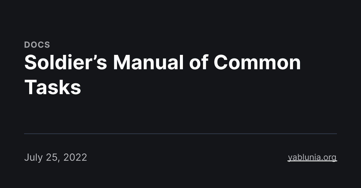 Soldier’s Manual of Common Tasks