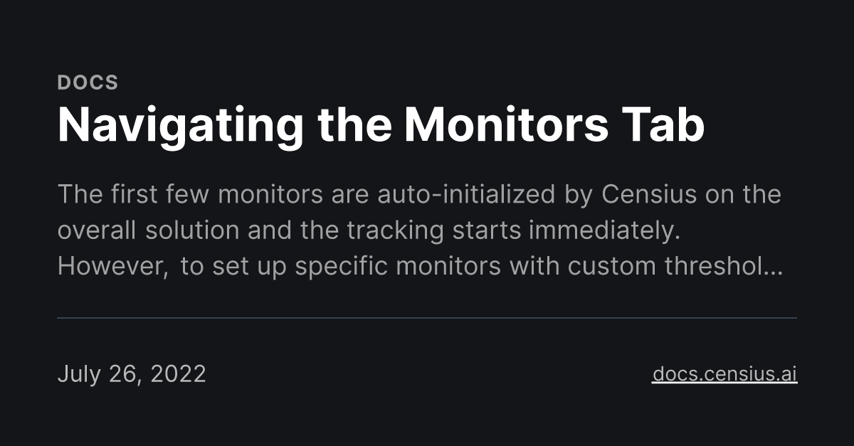 Navigating the Monitors Tab