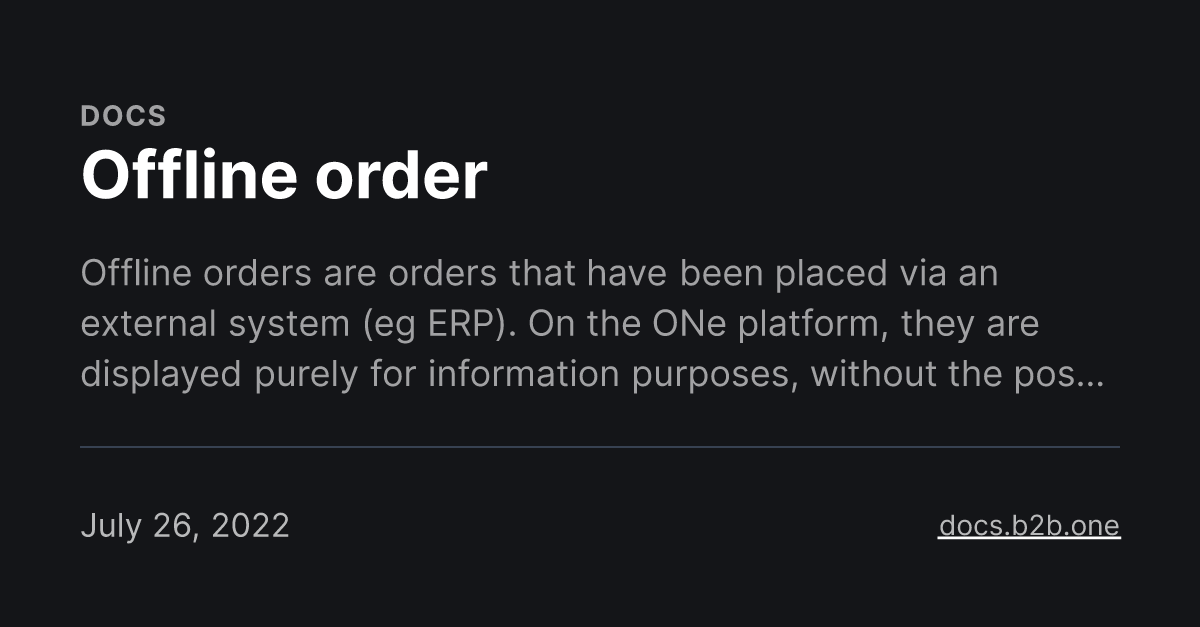 Offline order